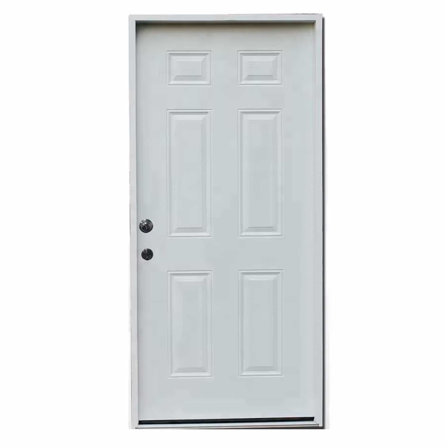 6-Panel Smooth Fiberglass Prehung Exterior Door – Remodelers Outlet